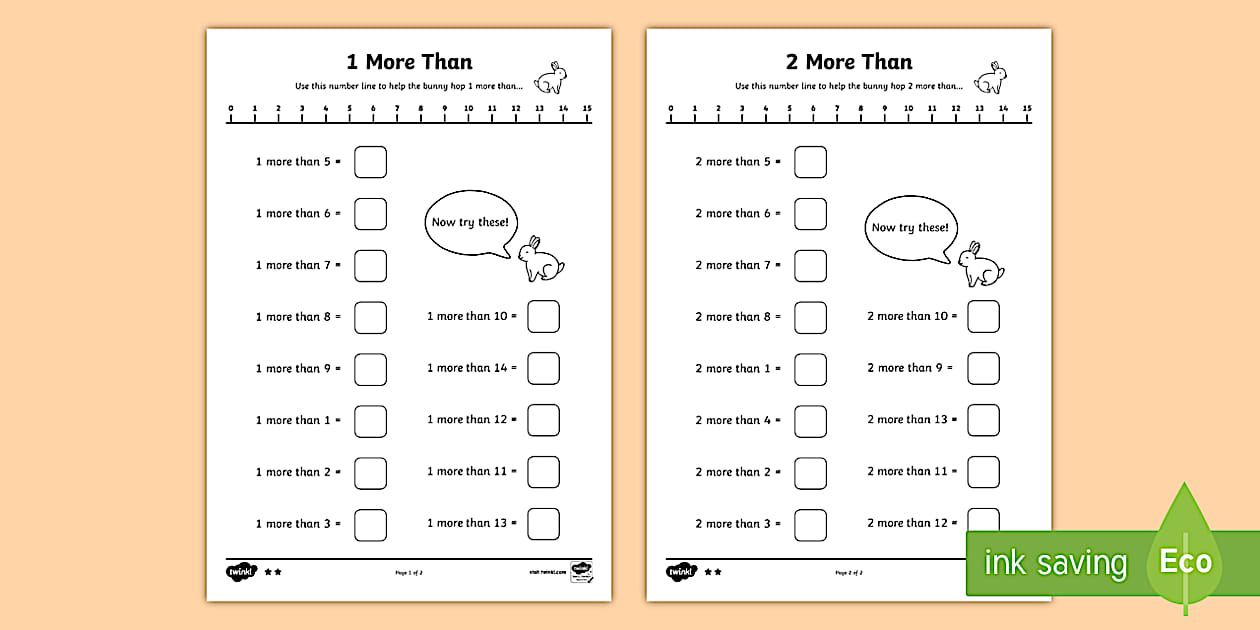Higher Ability 1 More and 2 More Worksheet (teacher made)