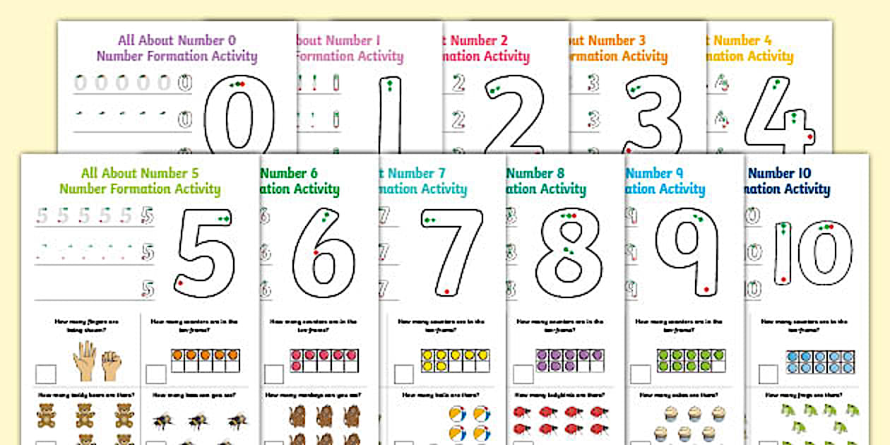Left-handed Friendly Number Formation Worksheet Pack