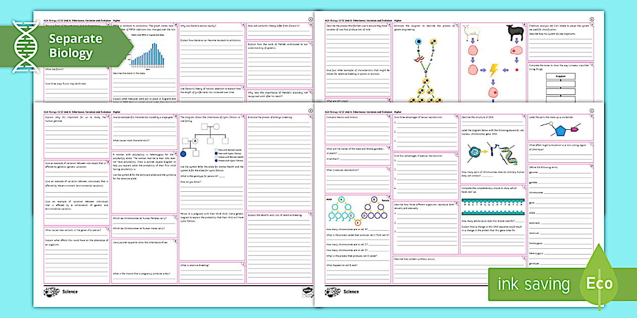 AQA Biology Separate Science Unit 6: Inheritance, Variation and Evolution