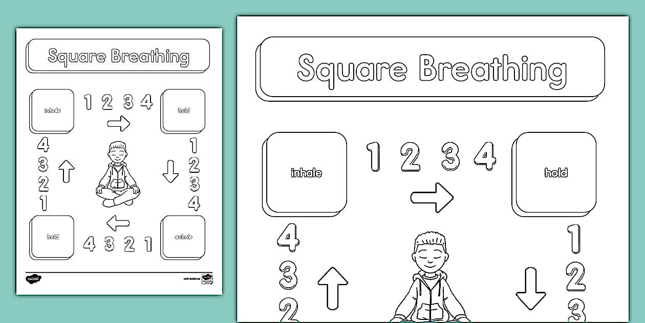 Square Breathing Colouring Sheet (teacher made) - Twinkl