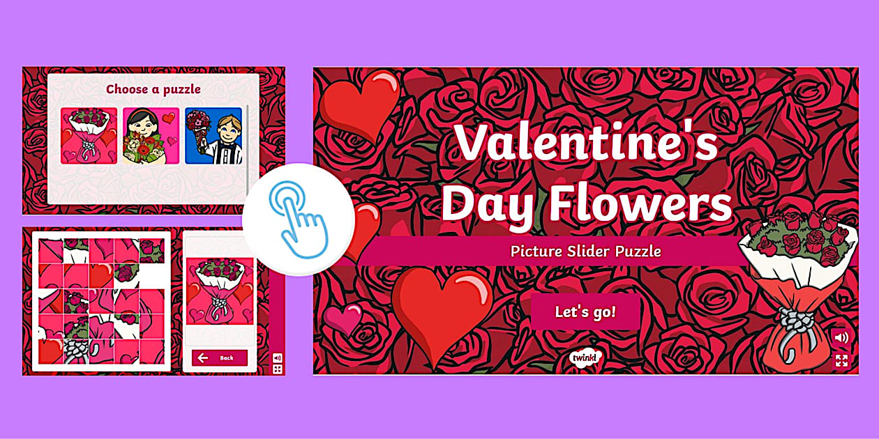Valentine's Day Flowers Picture Slider Puzzle | Twinkl | KS1