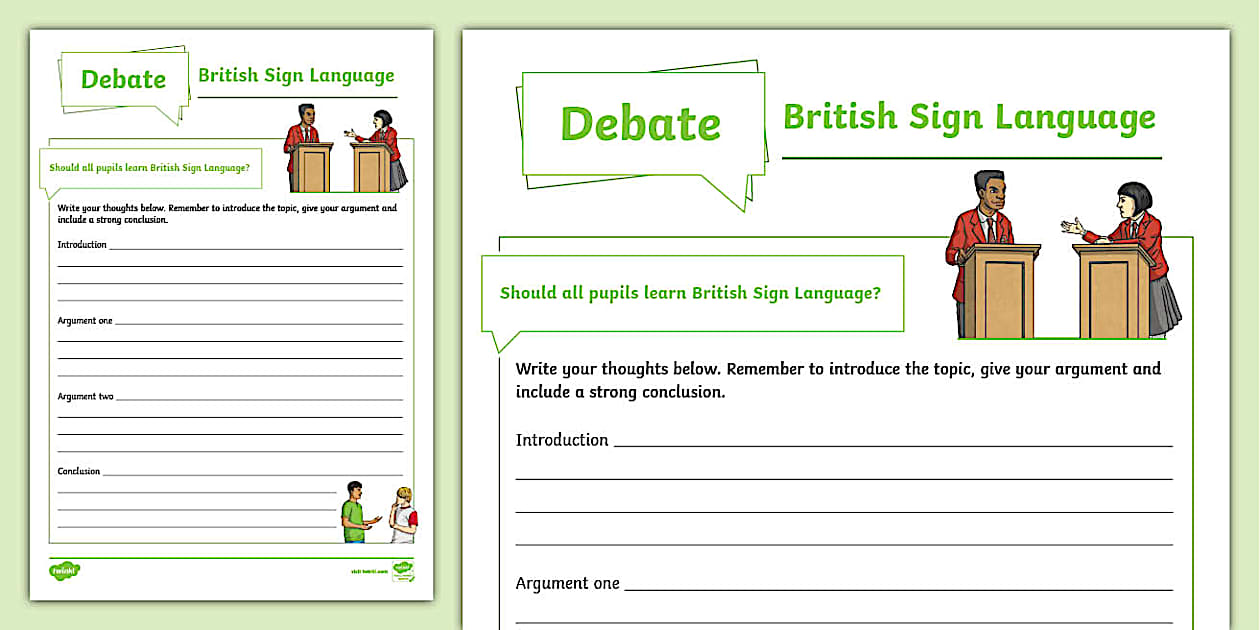 British Sign Language Debate Writing Frame (Teacher-Made)