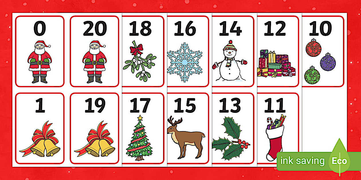 Christmas Number Bonds to 20 Matching Cards (teacher made)