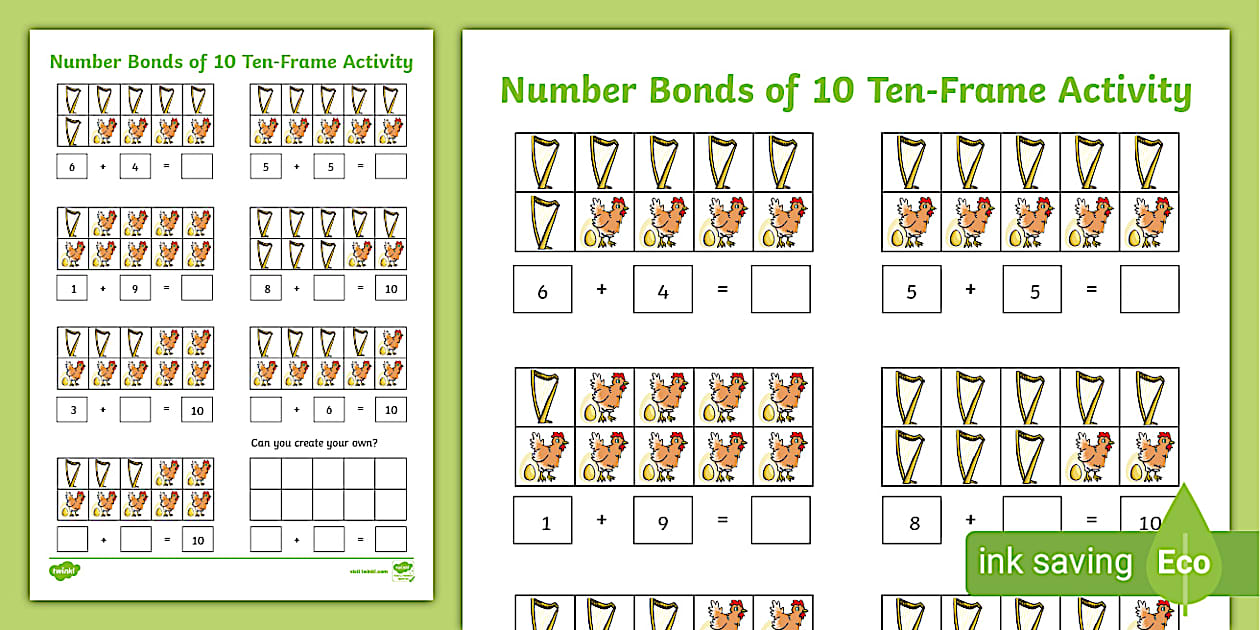 Number Bonds to 10 Jack and the Beanstalk Ten-Frame Activity