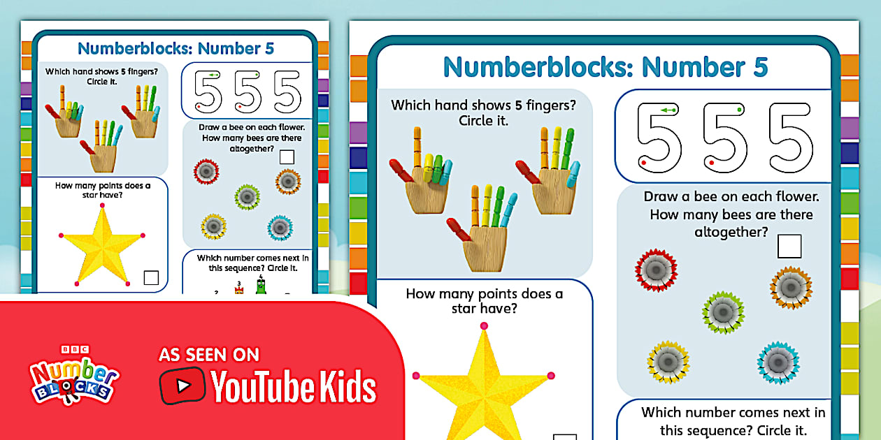 FREE! - Numberblocks: Number 5 Activity Worksheet - Twinkl