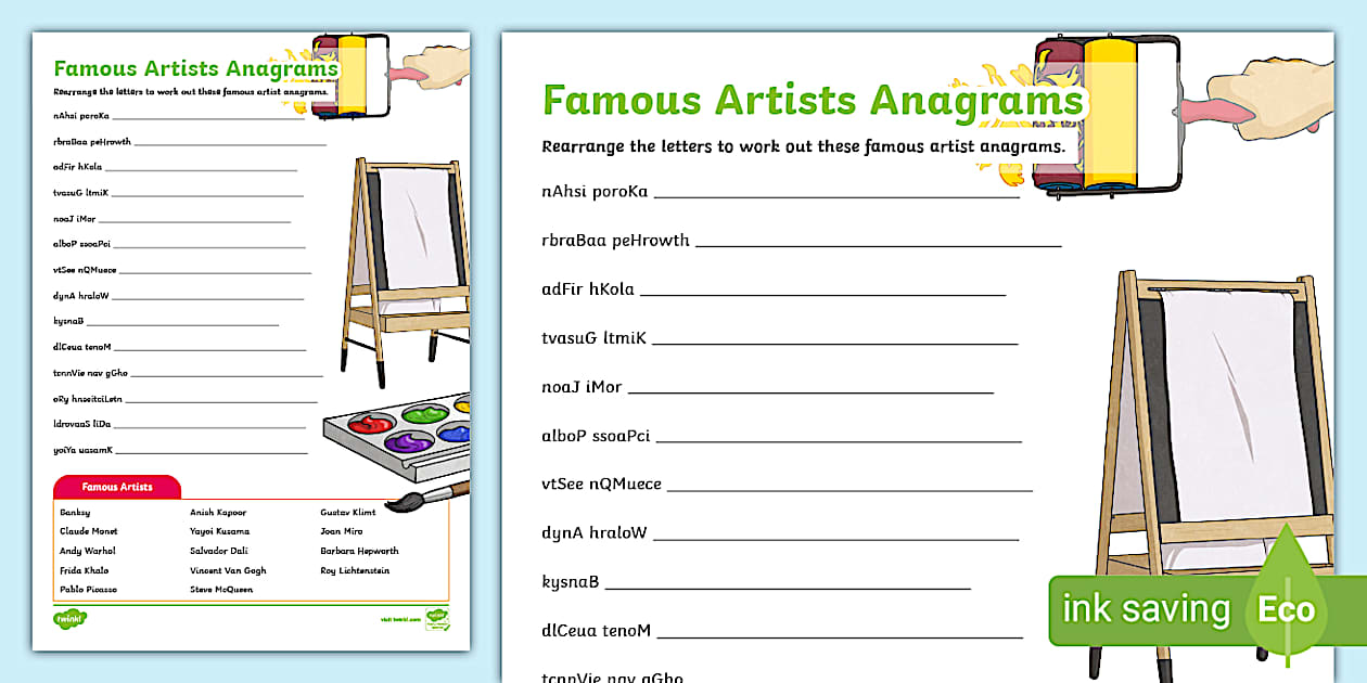 A Fantastic Famous Artist Anagram Activity | Twinkl | KS1