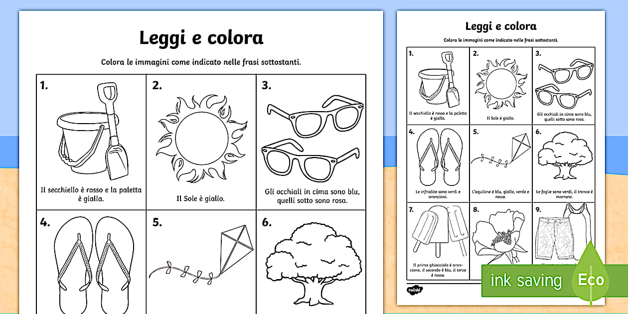 Leggi e colora dell'estate Attività (teacher made) - Twinkl