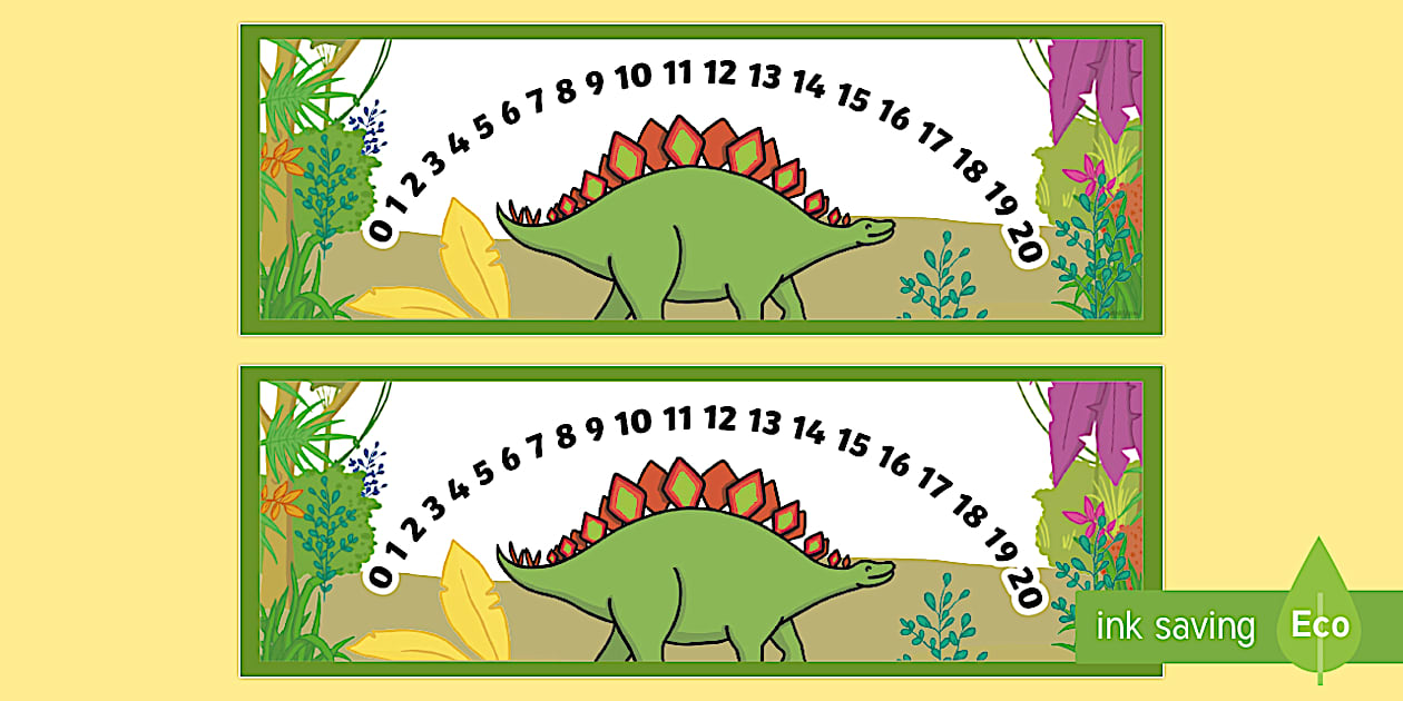 Editable Dinosaur 0-20 Curved Number Line - Twinkl