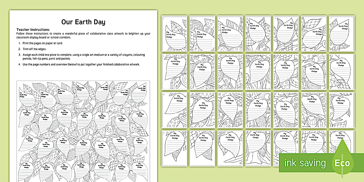 Earth Day Pledge Collaborative Colouring Activity - Twinkl