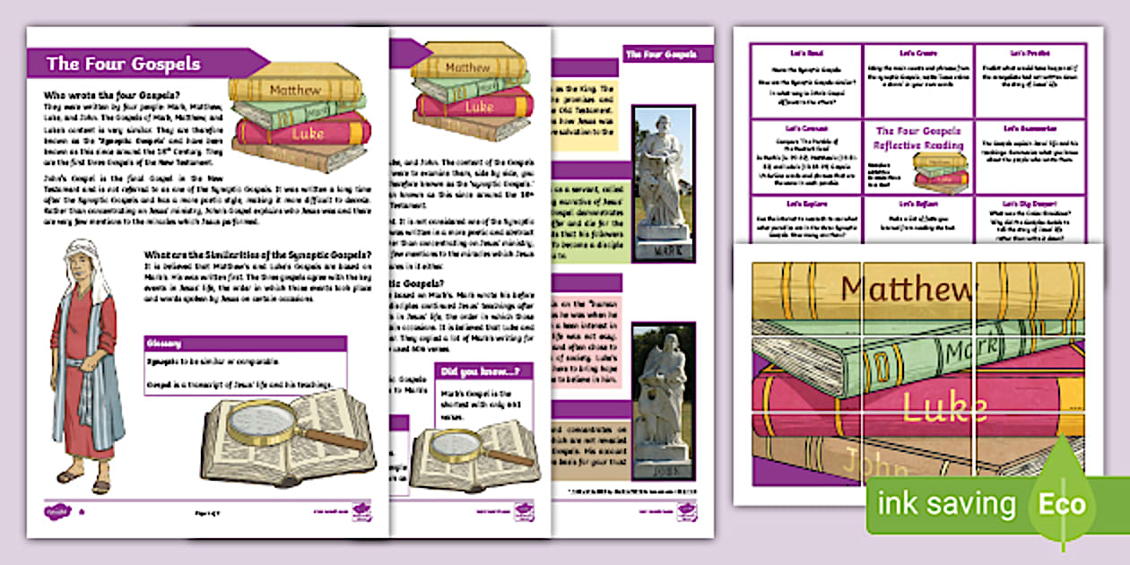 Catholic The Four Gospels Differentiated Reflective Reading Activity