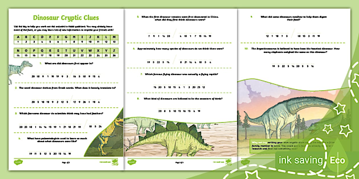 Dinosaur Cryptic Clues (Ages 7 - 11)