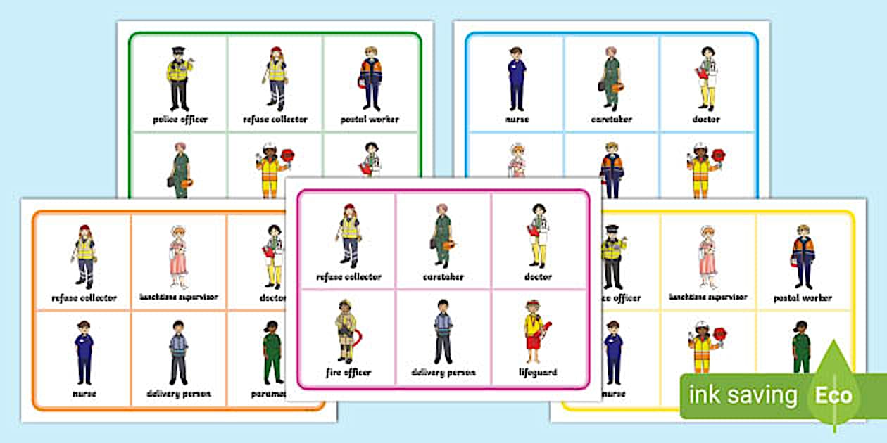 People Who Help Us Activity Bingo Cards (teacher made)