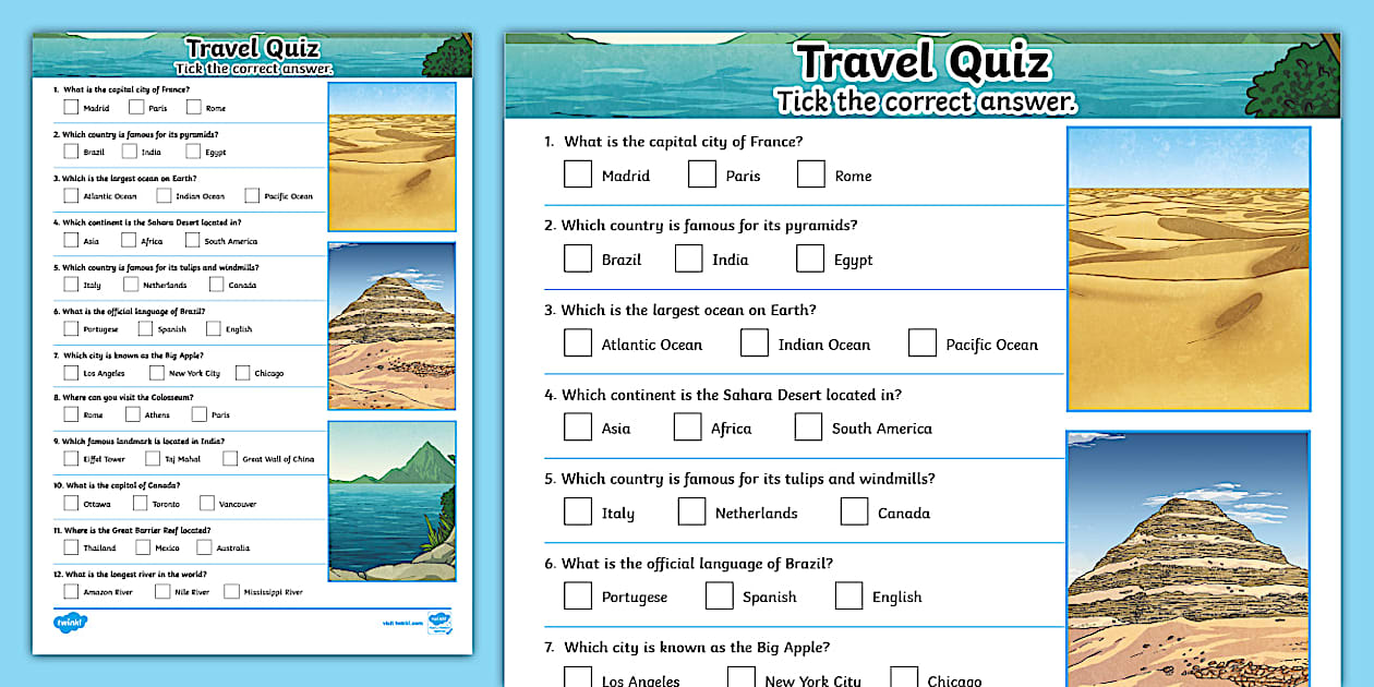 Travel General Knowledge Quiz (teacher made) - Twinkl