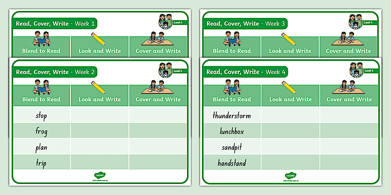 Level 4 Read, Cover, Write Activity Sheets Pack - Twinkl