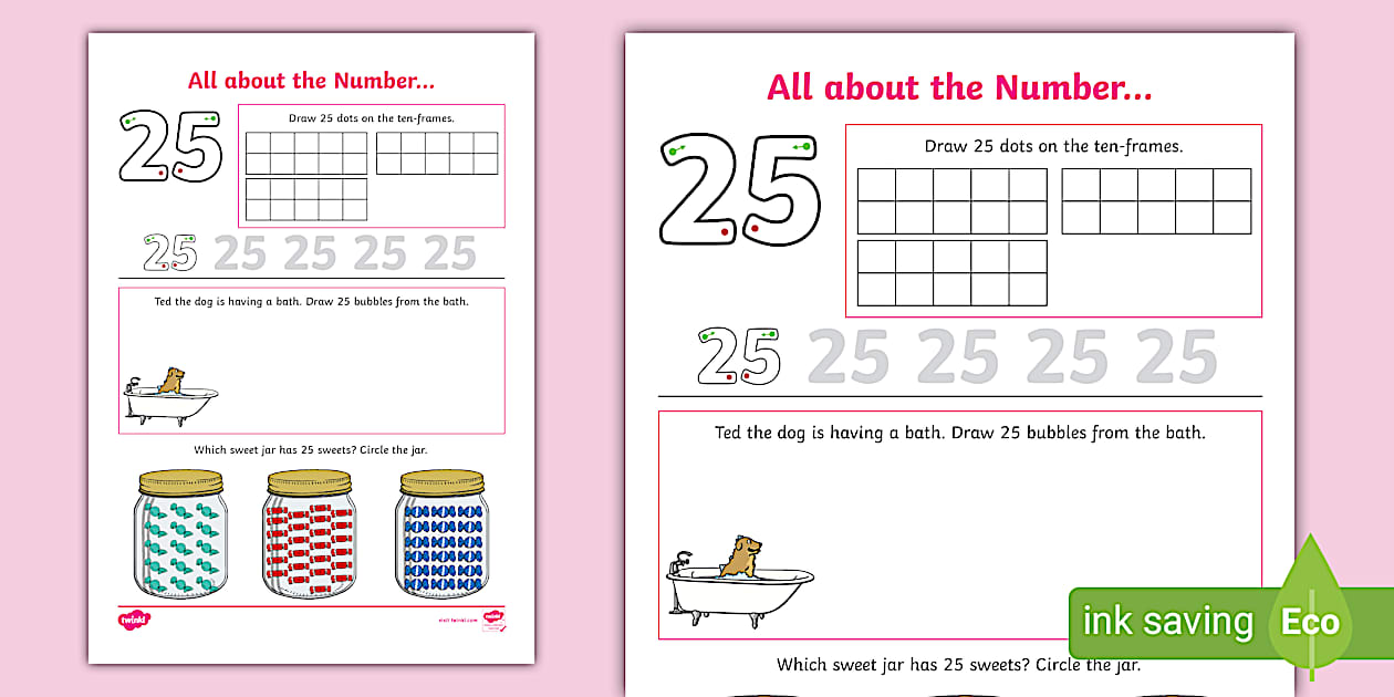 All About the Number 25 Worksheet - (Teacher-Made) - Twinkl