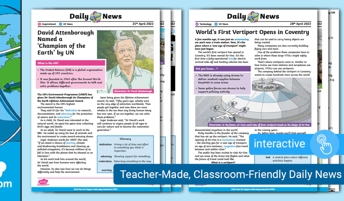 Weekly Comprehension Pack - 29th April 2022 - Twinkl NewsRoom