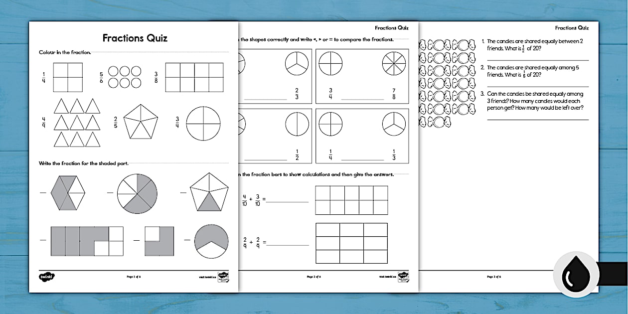 Grade 3 Fractions Test | Twinkl Math Assessment - Twinkl