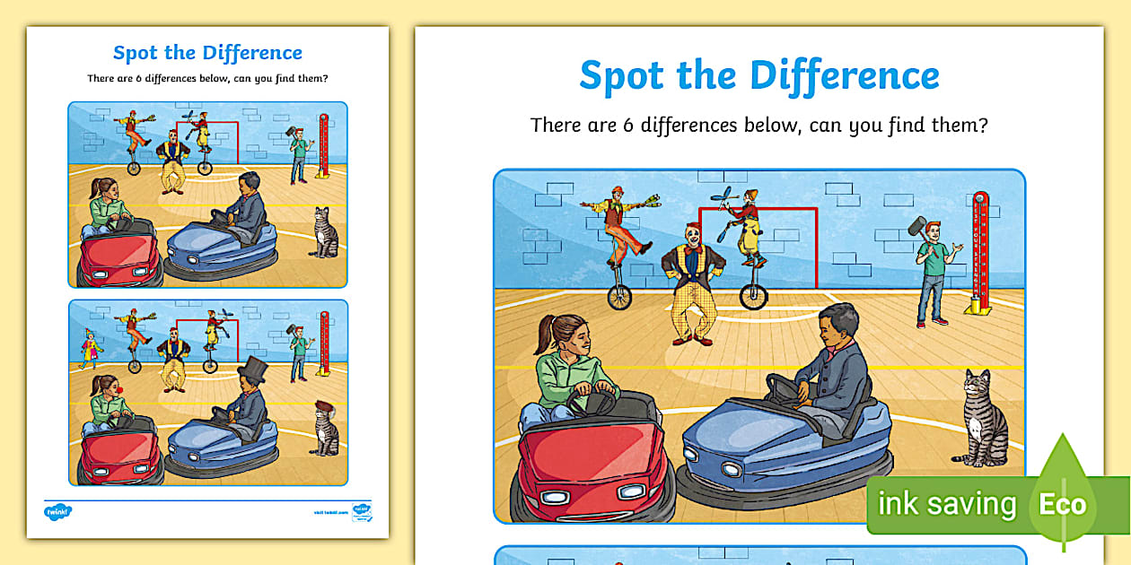 Bumper Cars Spot the Difference (teacher made) - Twinkl
