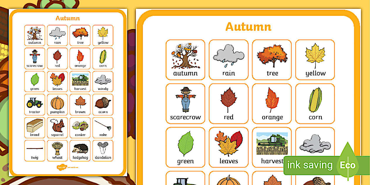 Editable Autumn Vocabulary Poster (Lehrer gemacht) - Twinkl