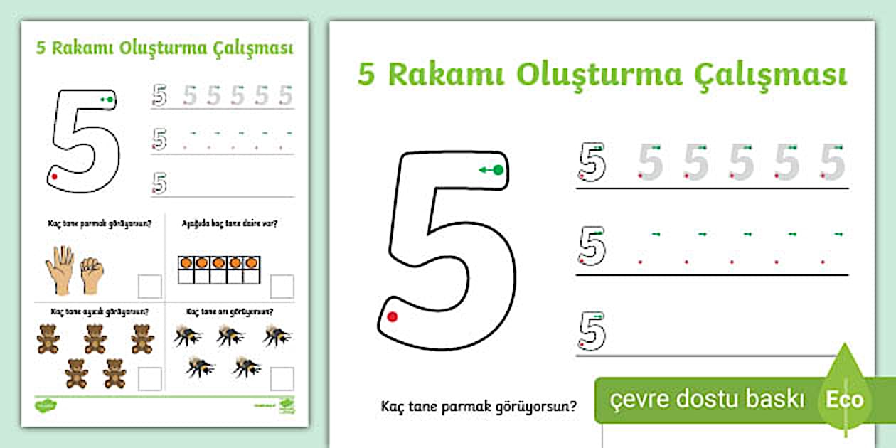 Sayı Oluşturma Etkinlik Sayfası | 5 Rakamı - Twinkl