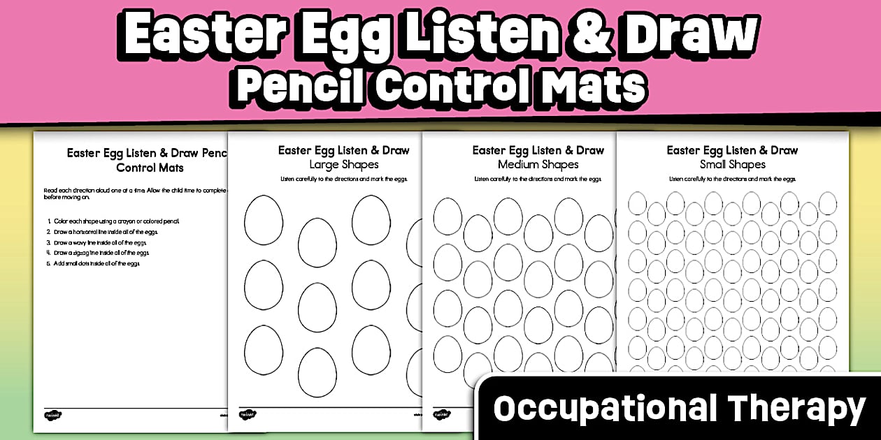 Easter Eggs Listen and Draw Pencil Control Mats | Visual-Motor, Fine Motor,