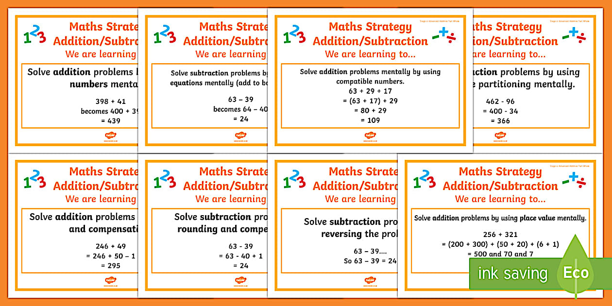 Addition and Subtraction Stage 6 WALT Display Posters