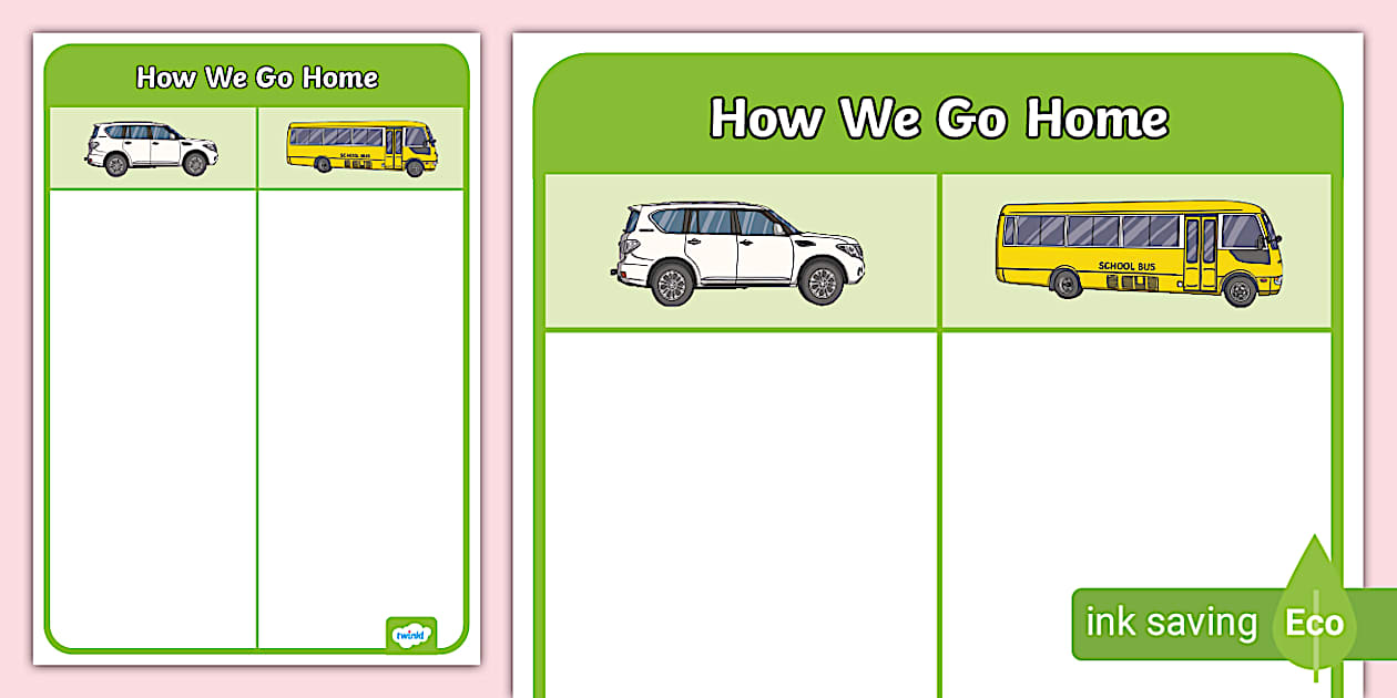 How We Go Home Display Poster,hometime,bus or car - Twinkl