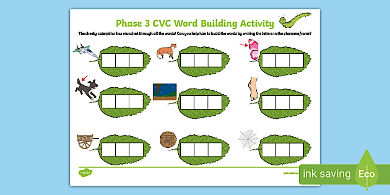 Phase 3 CVC Word Building Activity (teacher made) - Twinkl