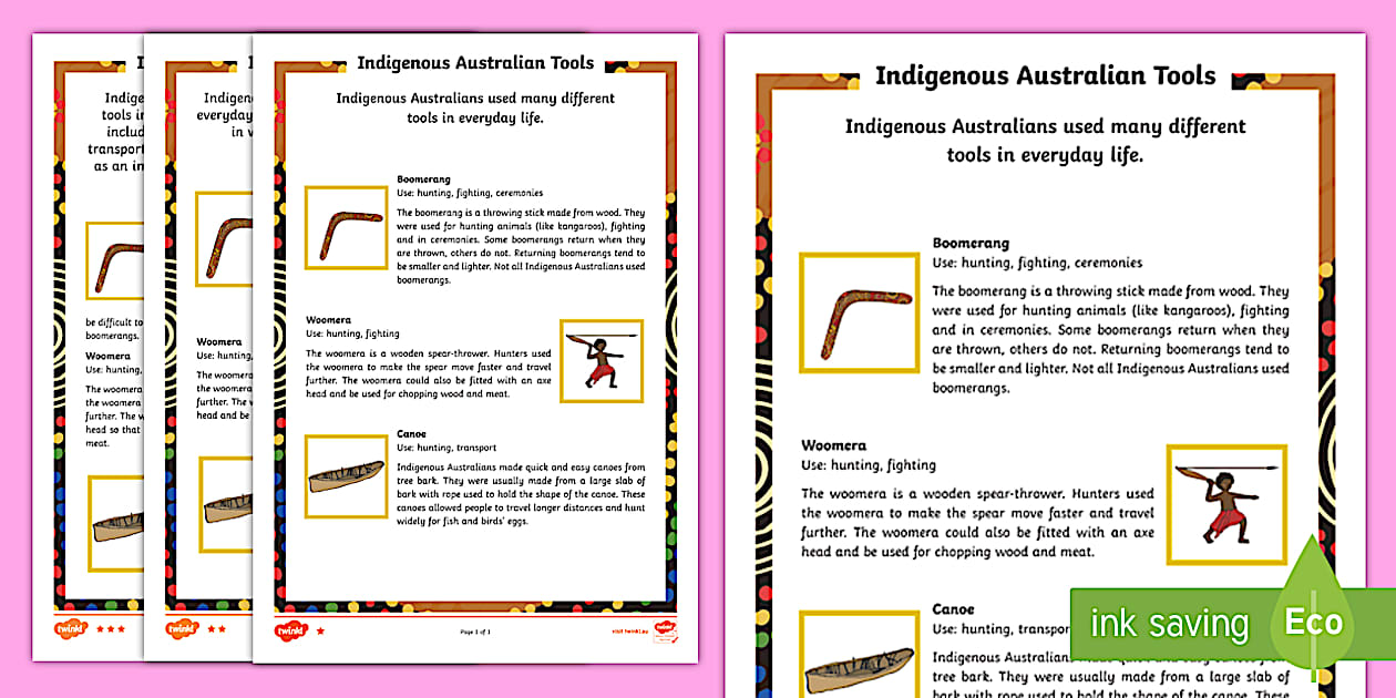 Indigenous Australian Tools Differentiated Reading Comprehension Activity