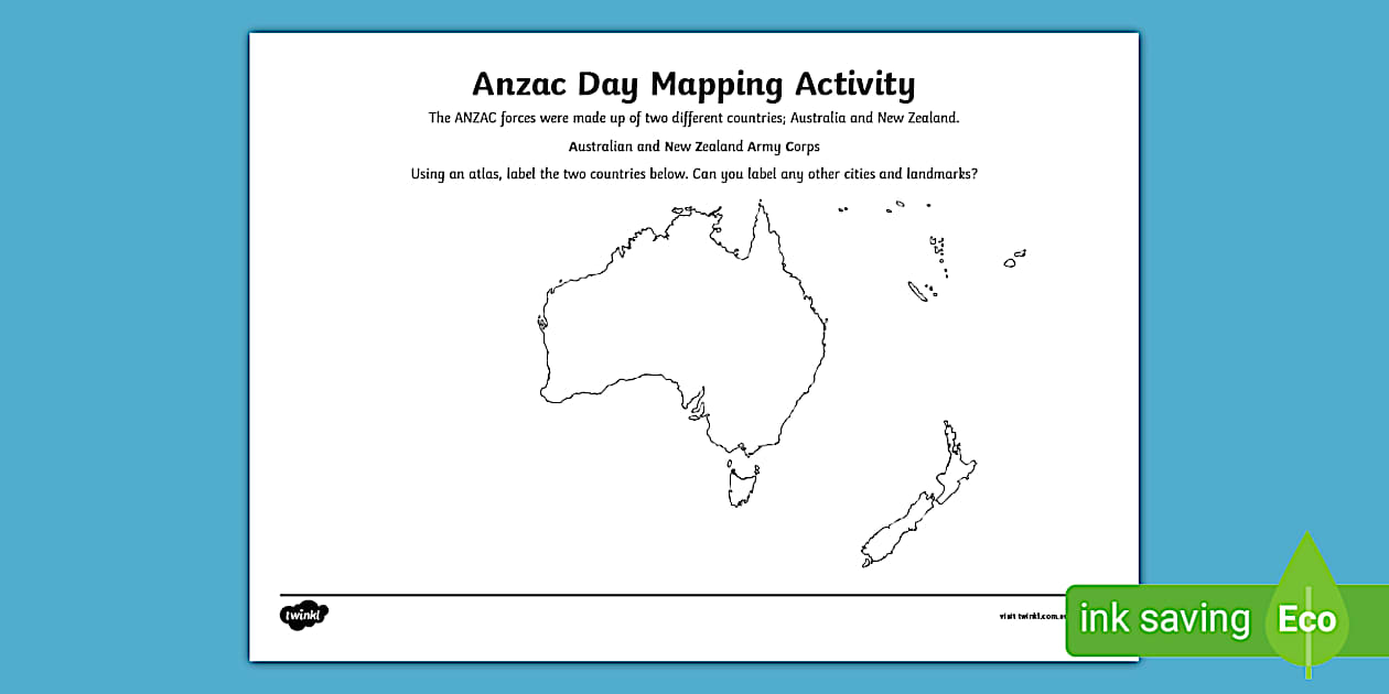 Anzac Day Mapping Worksheet (teacher made) - Twinkl