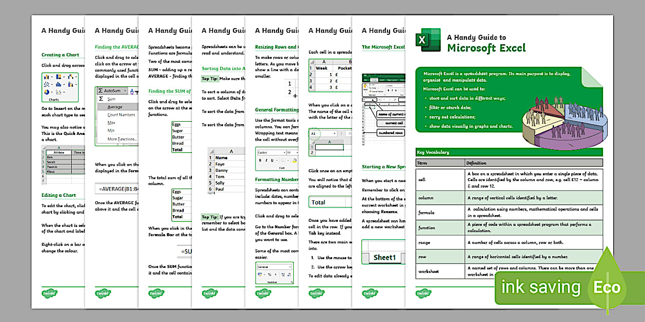 A Handy Guide to Microsoft Excel (teacher made) - Twinkl