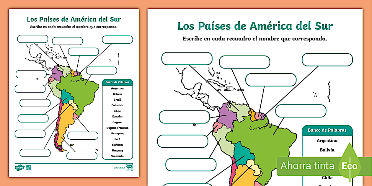 Guía de Trabajo: Países de América del Sur - Twinkl