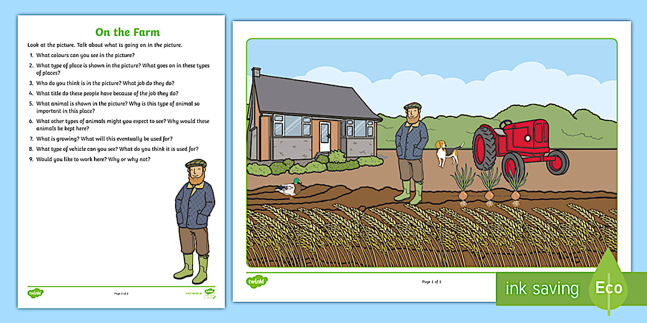 On the Farm Oral Language Worksheet / Worksheet - Twinkl