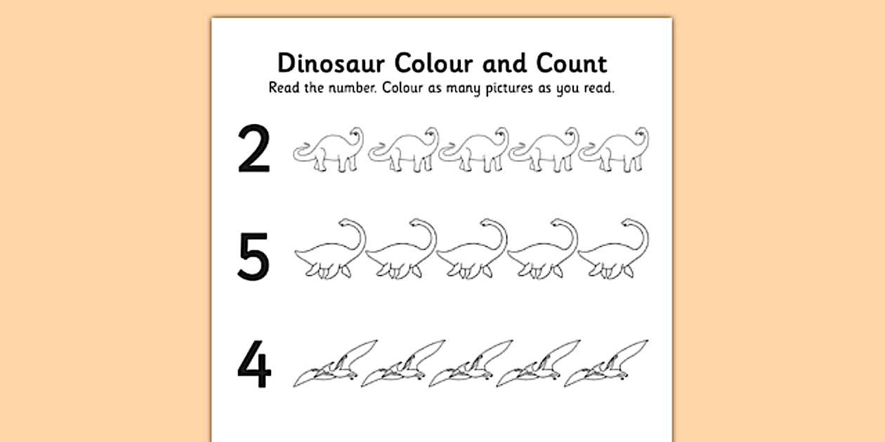 Dinosaurs Themed Count and Colour Sheet (teacher made)