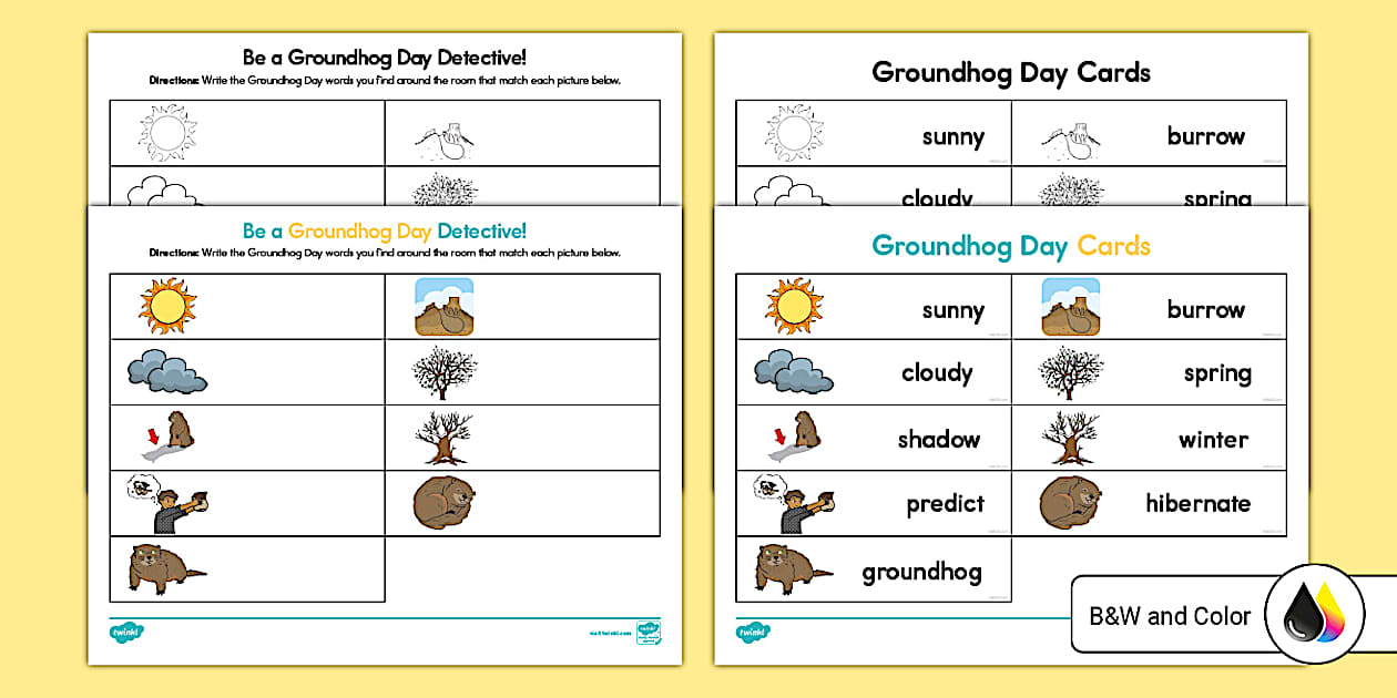 Groundhog Day Words Worksheet for Kids | Twinkl USA - Twinkl