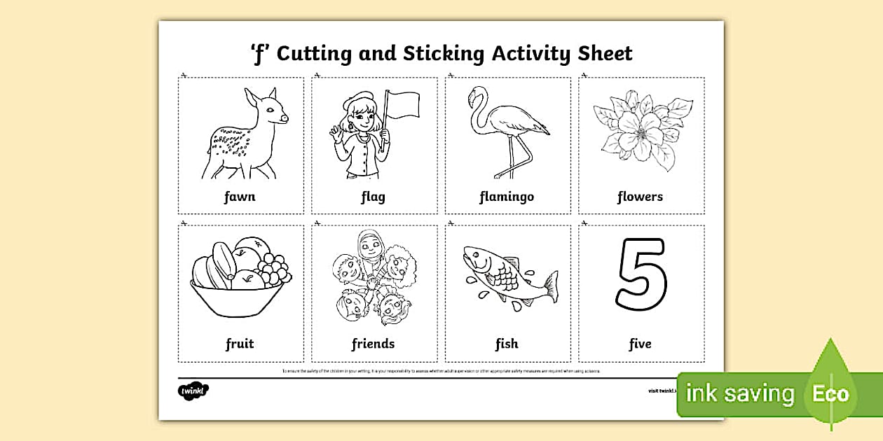 'f' Cutting and Sticking Activity (teacher made) - Twinkl