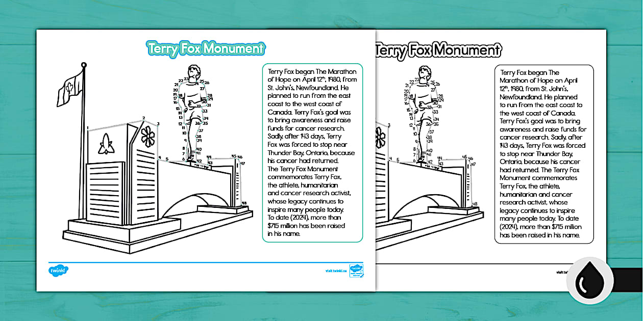 Terry Fox Monument Dot to Dot (teacher made) - Twinkl