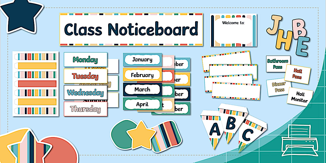 Classroom Display Packs | Bright Stripes - Twinkl