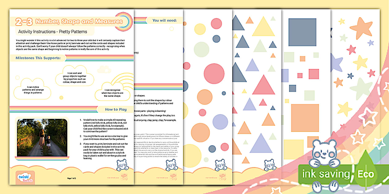 👉 2-3 Years Number Shape Measures Pretty Patterns