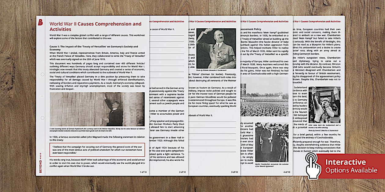 World War II Causes Comprehension and Activities - Twinkl