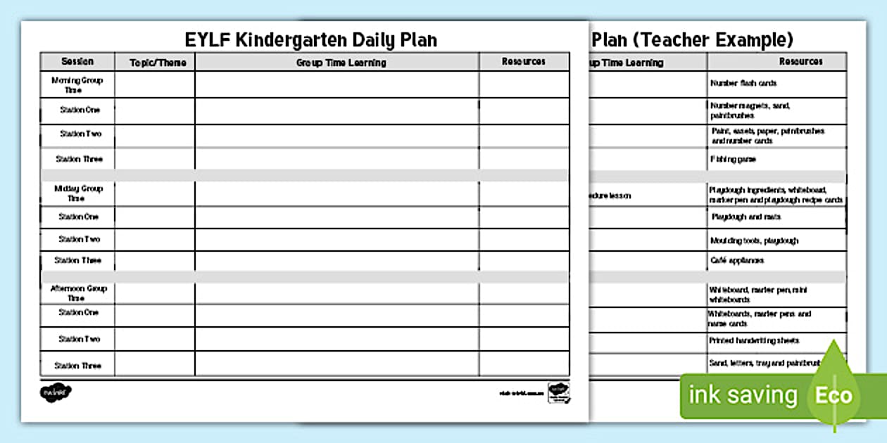 EYLF Relief Teacher Daily Planner (teacher made) - Twinkl