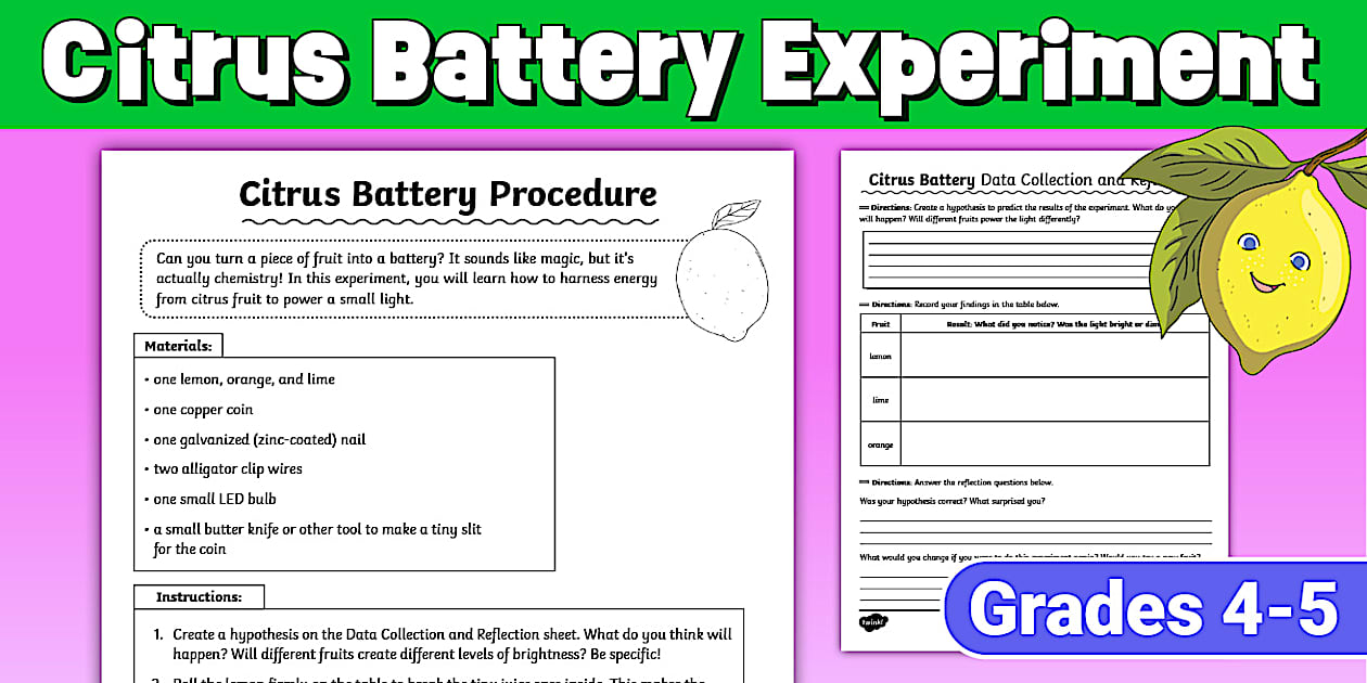 Citrus Battery Science Experiment for 4th-5th Grade