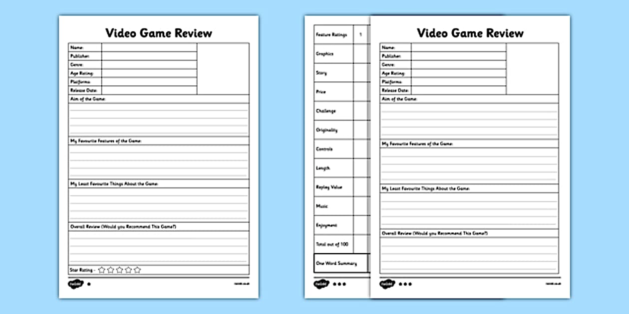 Video Game Review Templates Differentiated (Teacher-Made)