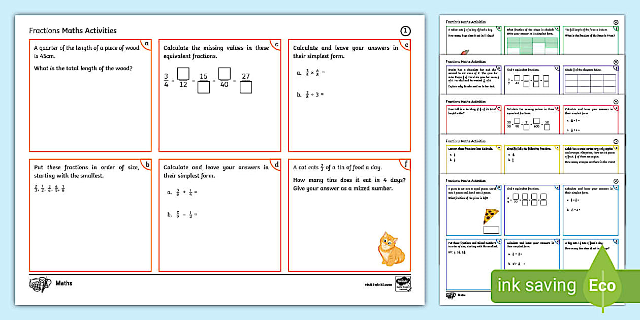 Fractions Maths Activity Mats | Maths | Beyond - Twinkl