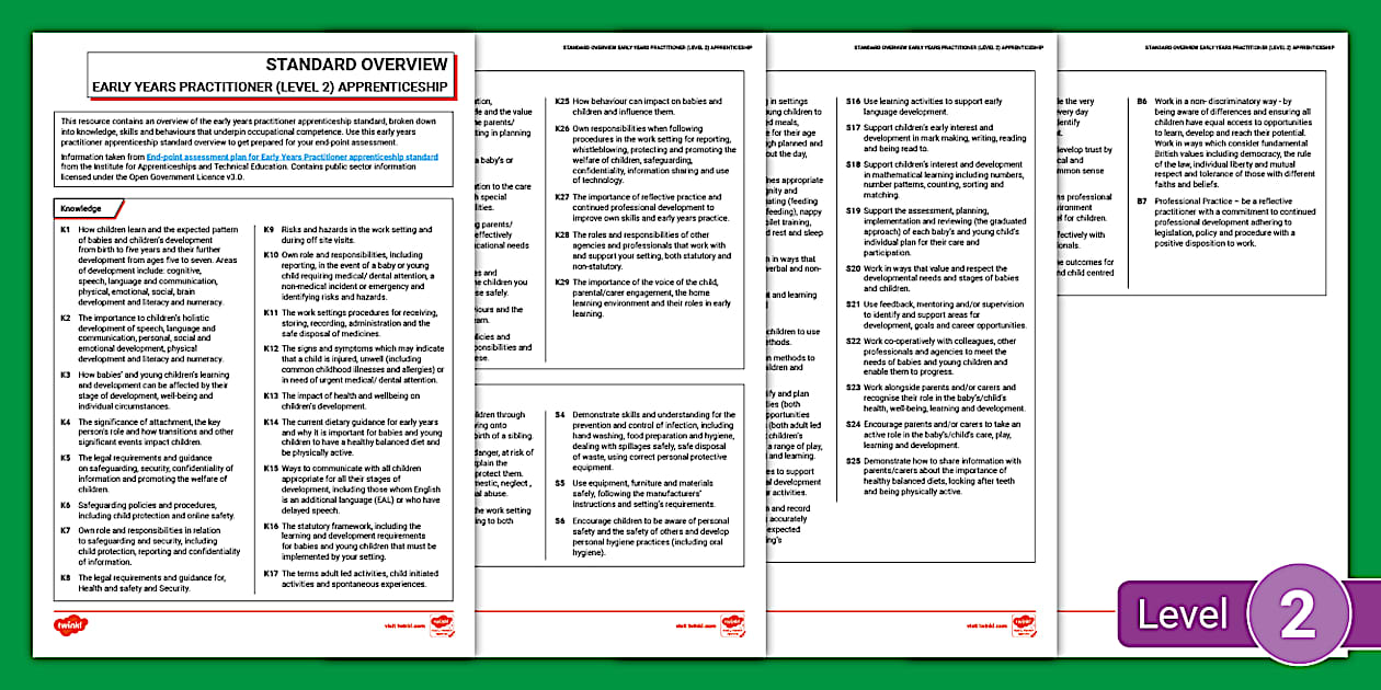 Early Years Educator Apprenticeship Standard Overview