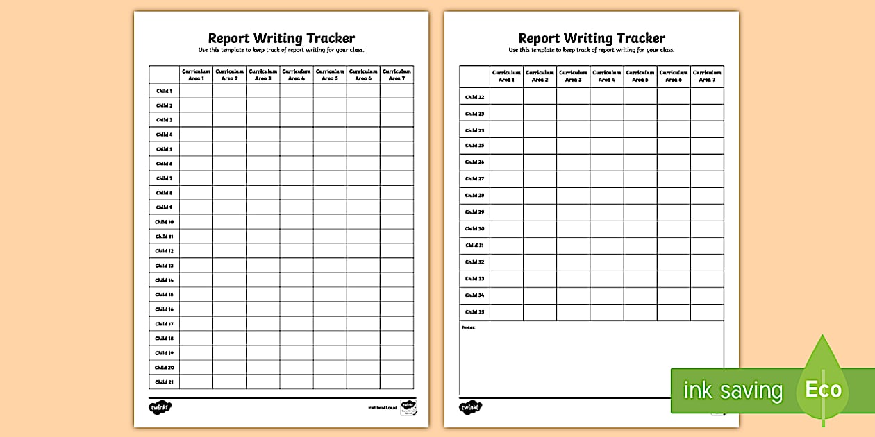 Report Writing Assessment Tracker (Hecho por educadores)