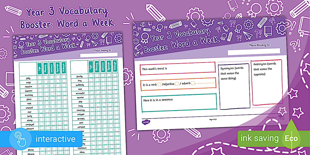 Year 3 Vocabulary Booster: Word a Week (Teacher-Made)