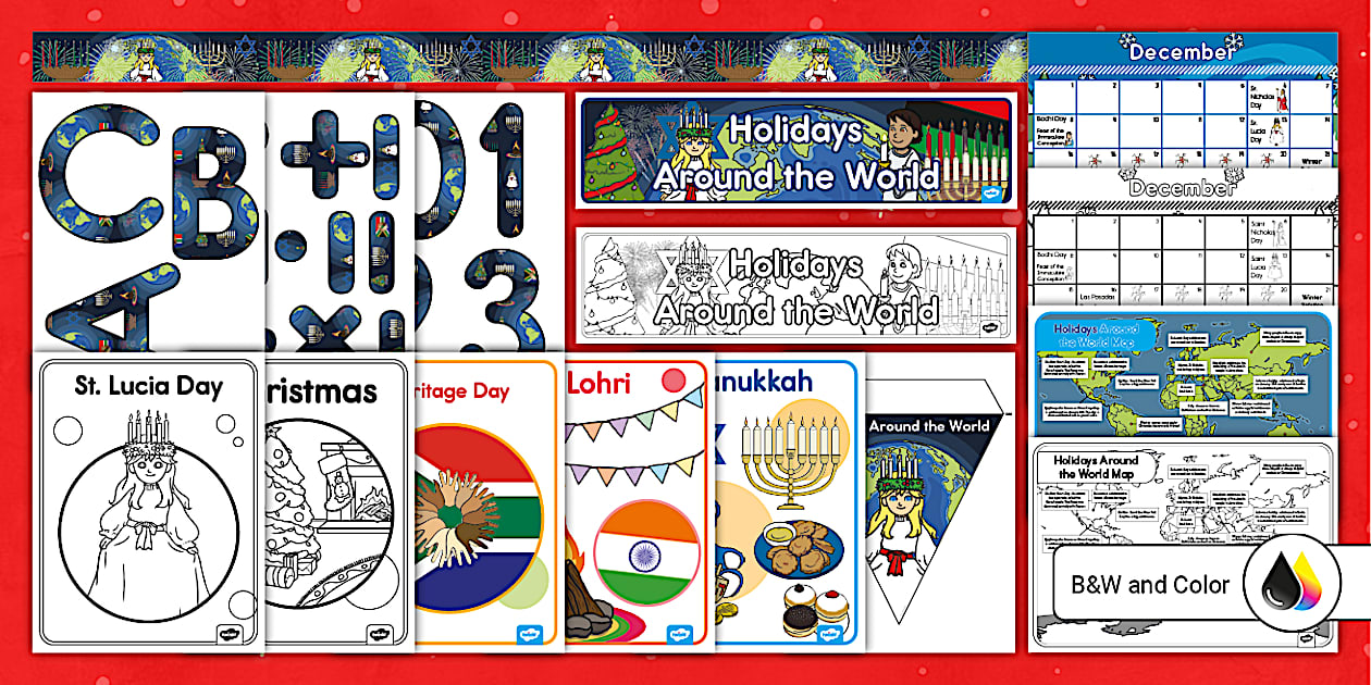 Holidays Around the World Door Decorations Pack | Twinkl USA