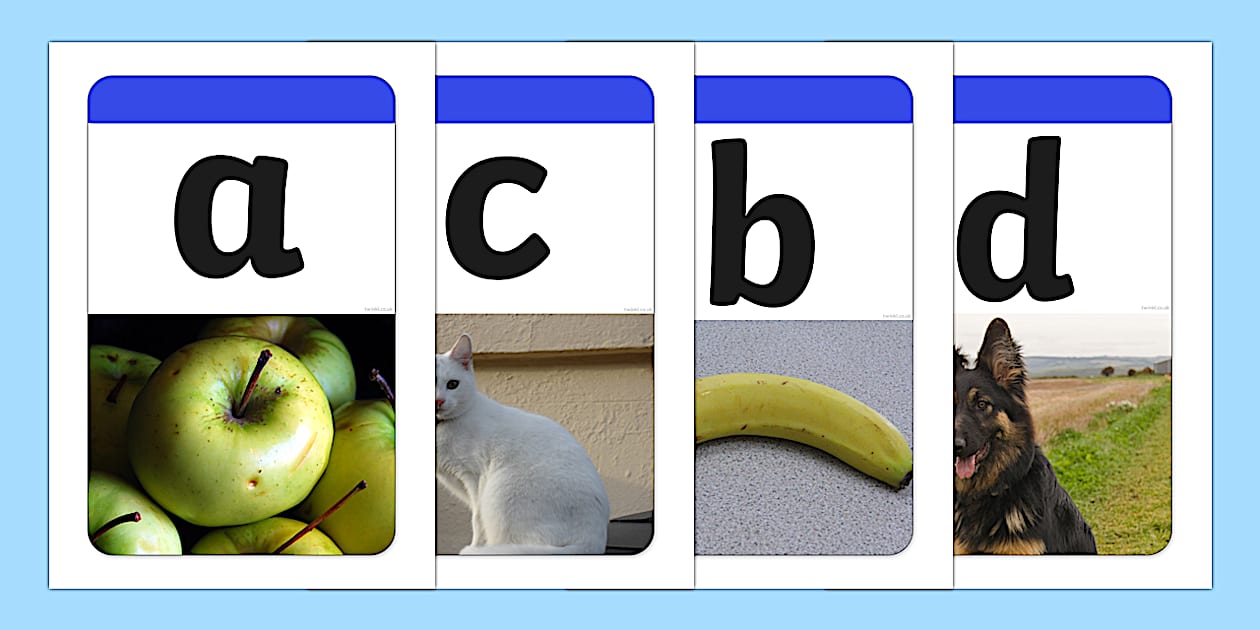 ABC Sound Photo Flash Cards A4-phase one, phase 1, photo cards, sound ...