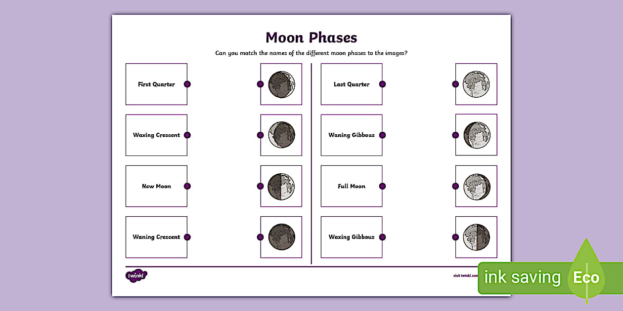 Moon Phases Matching Activity (profesor hizo) - Twinkl